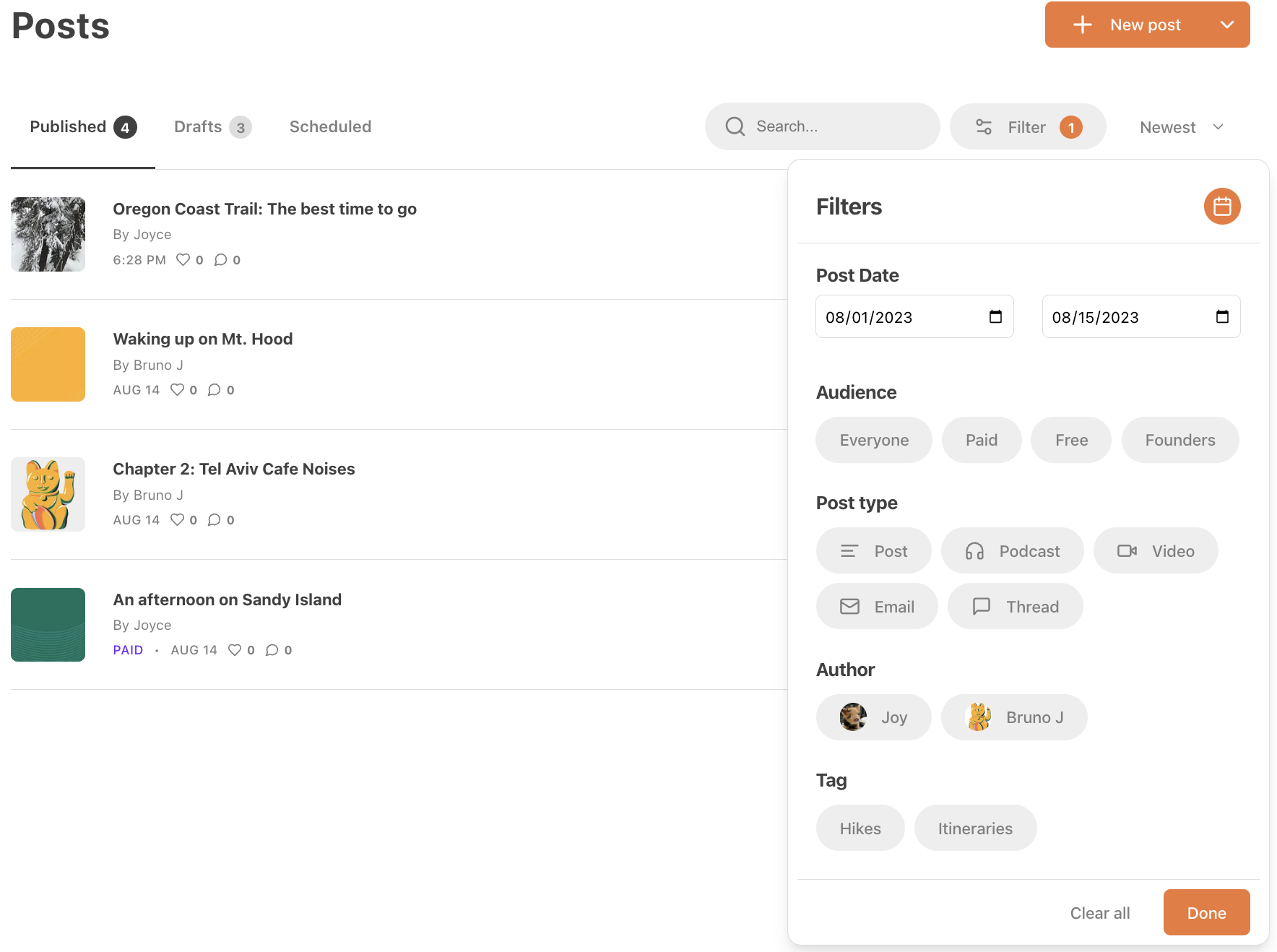 Guide to your Substack Posts page – Substack, Inc