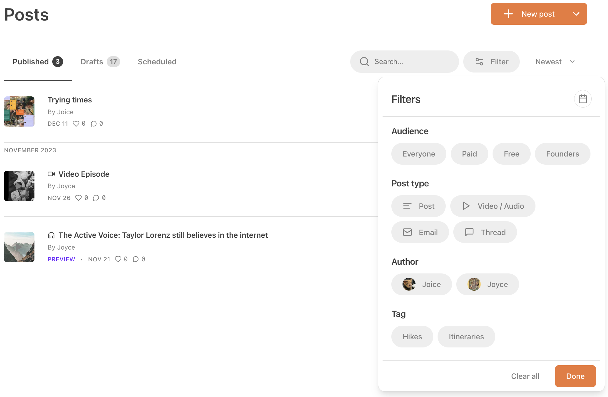 Guide to your Substack Posts page – Substack, Inc