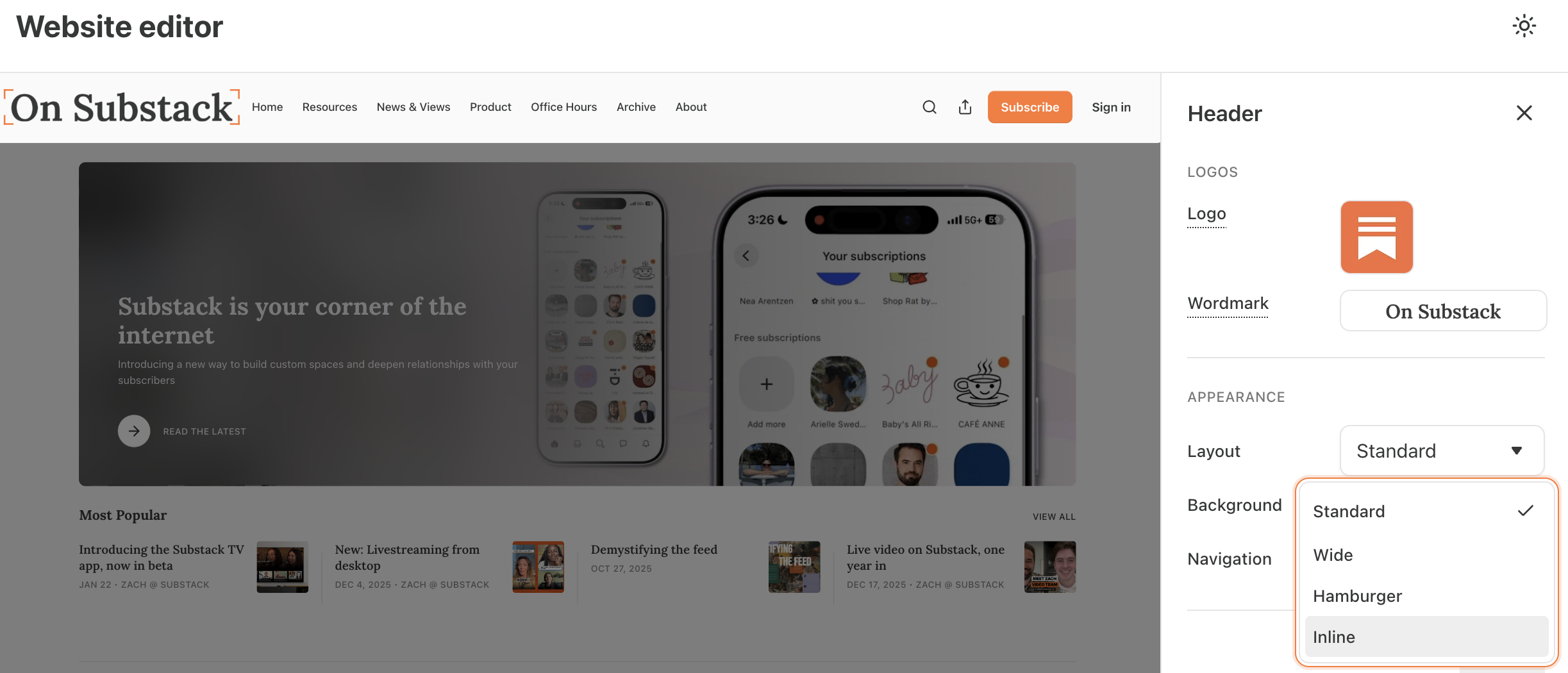 How do I switch my publication's homepage to a different layout ...