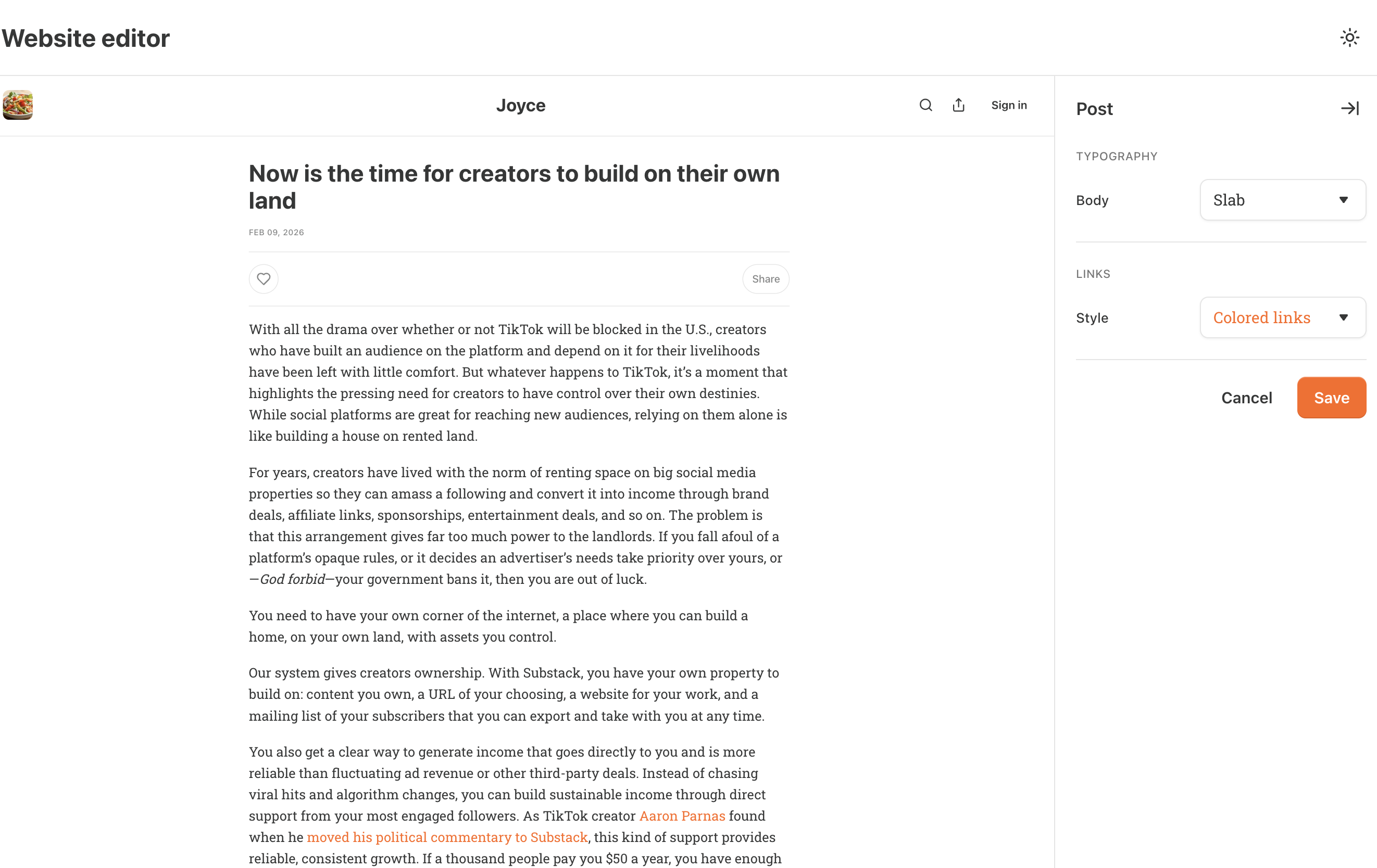 How do I set a custom theme for my Substack? – Substack, Inc