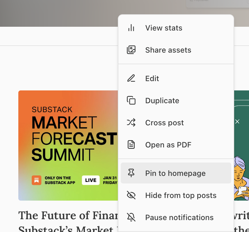 How do I pin a post to the top of my publication's homepage? – Substack ...