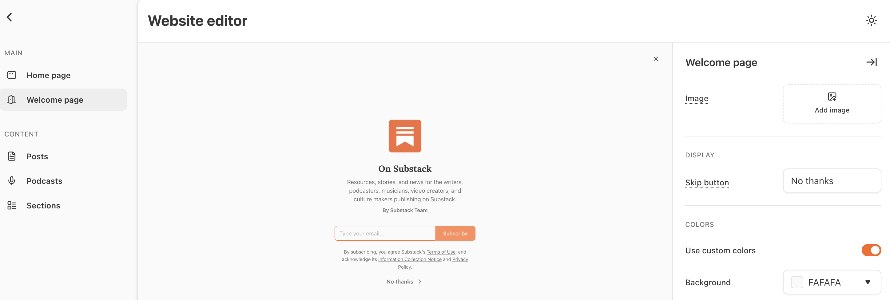 What is a Welcome page on Substack? – Substack, Inc